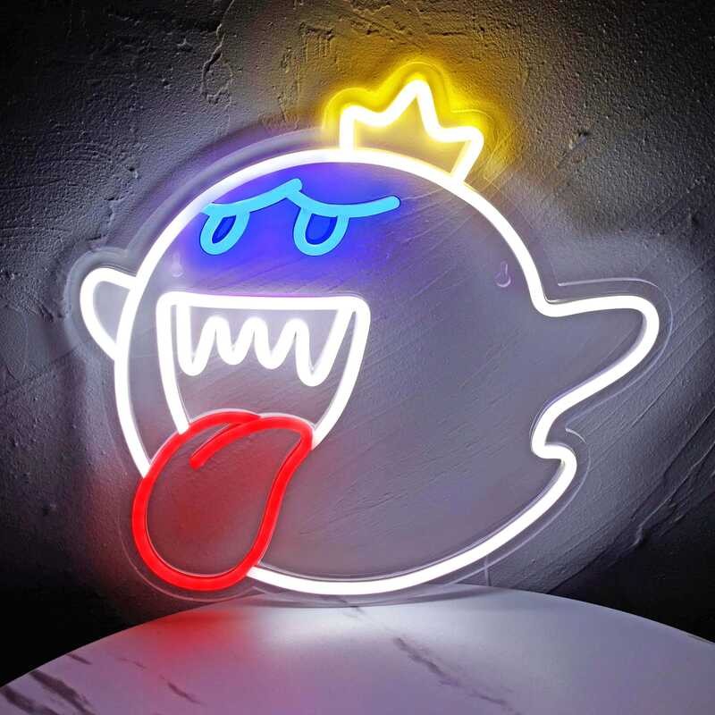M King Boo-Ghost LED Neon Light Sign, Dimmable Gaming Neon, Game Room ...