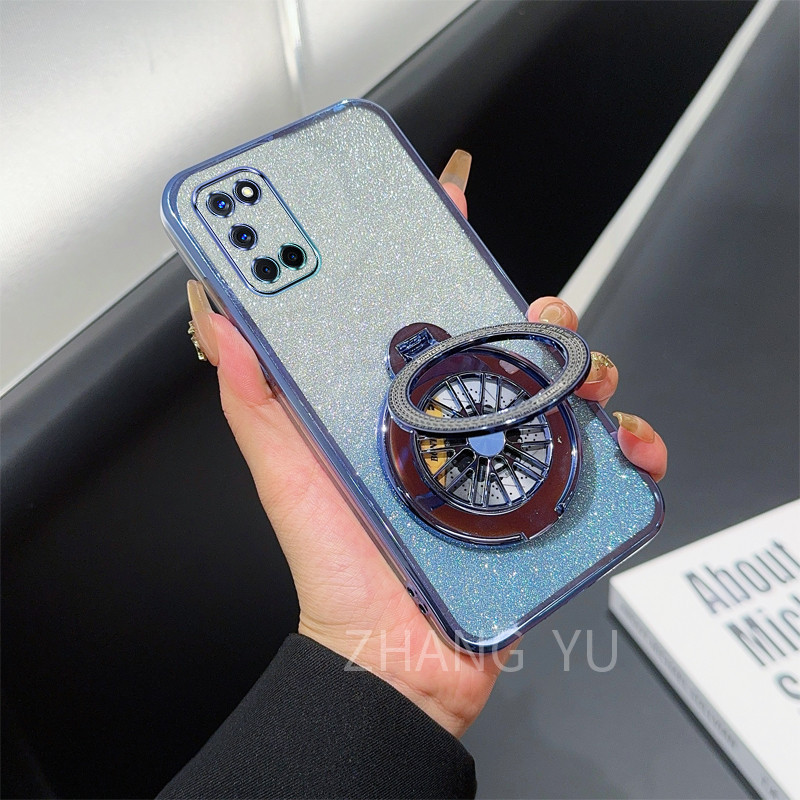 Casing OPPO A52 A92 phone case electroplated 3D turntable bracket soft ...