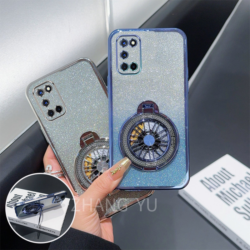Casing OPPO A52 A92 phone case electroplated 3D turntable bracket soft ...