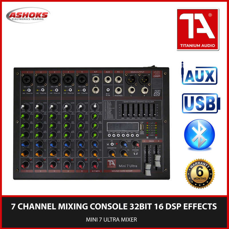 Titanium Audio Mini Ultra 7 Channel Mixing Console 32BIT na may 16 DSP ...