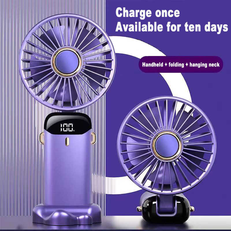 10000mAH Mini Rechargeable Hand-held 5-Speed Portable Electric Fan ...