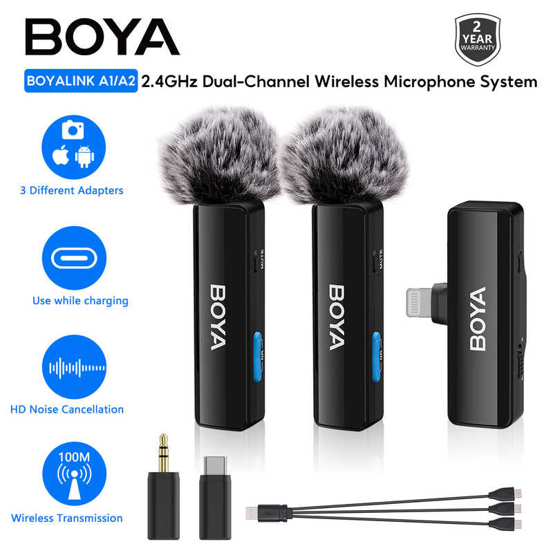 BOYA BOYAK A1/A2 Wireless Microphone Original Mini Mic With Usb-C ...