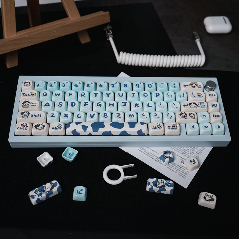 Milk Cow Keycaps Set MOA Profile Cute Keycaps 141 Keys Custom Dye ...
