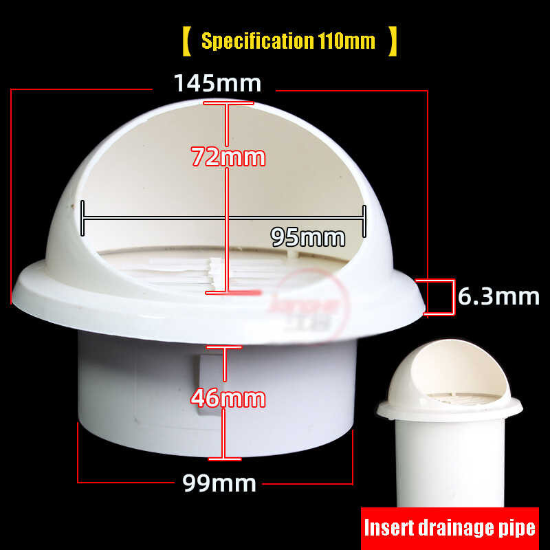 PVC Roof Air Vent Grille Range Hood Exhaust Hook Ducting Ventilation ...
