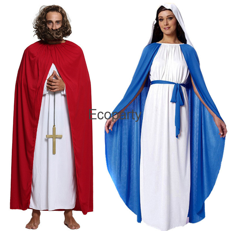 § Halloween Adult Children Christ Virgin Mary Cosplay Costume For Men ...