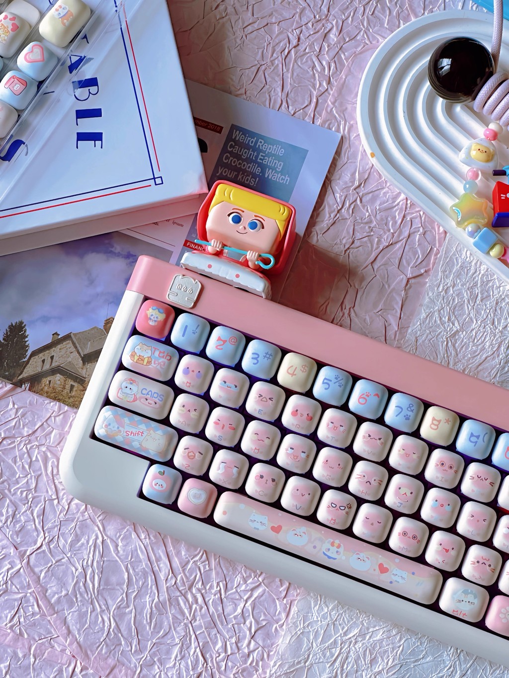 Sweet Cat Mantou Keycap MOG Profile 140 Keys PBT Five-sided Dye ...