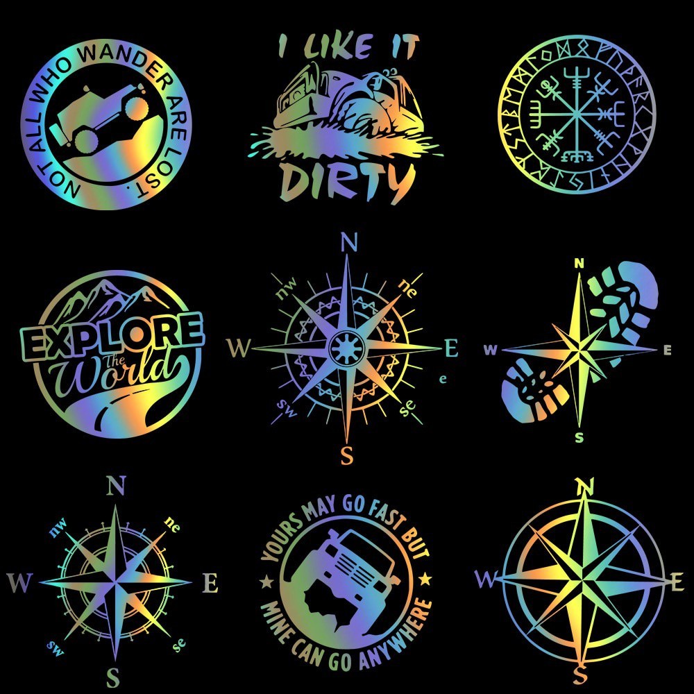 10 Patterns Compass and Adventure Design Car Stickers Decals for Cars ...
