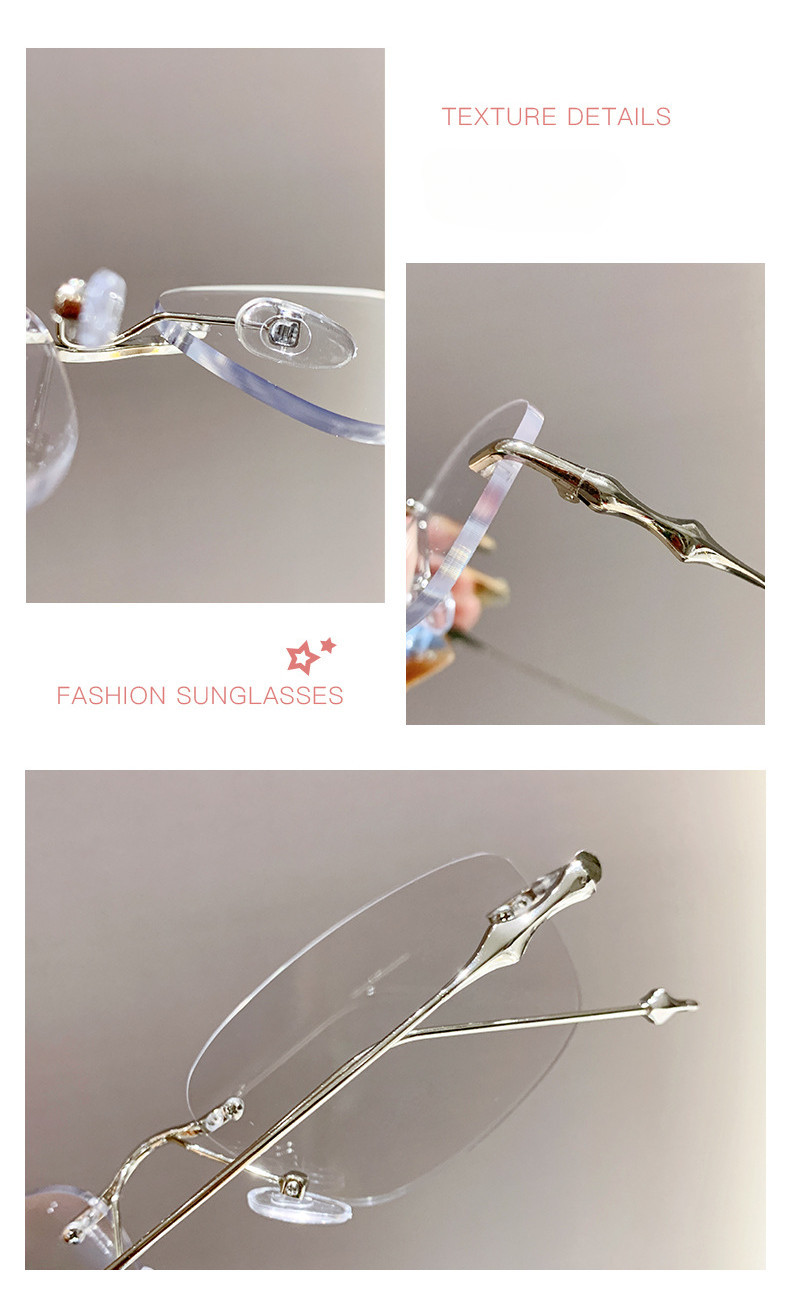 0~-400 Photochromic myopic glasses Anti-blue light non-degree rimless cut edge myopic glasses ...