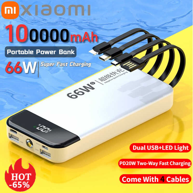 Xiaomi 100000mAh 66W Power Bank With Built-in Cable Fast Charging ...