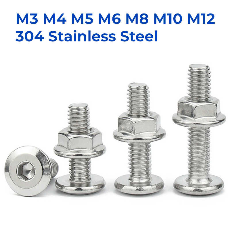 M3 M4 M5 M6 M8 M10 M12 304 Stainless Steel Large Flat Hex Hexagon Socket Allen Head Screw Bolt ...