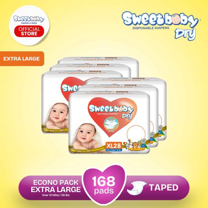 BABY SWEETBABY DRY TAPED EXTRA LARGE XL ECONO PACK 28S X 6 PAC ...