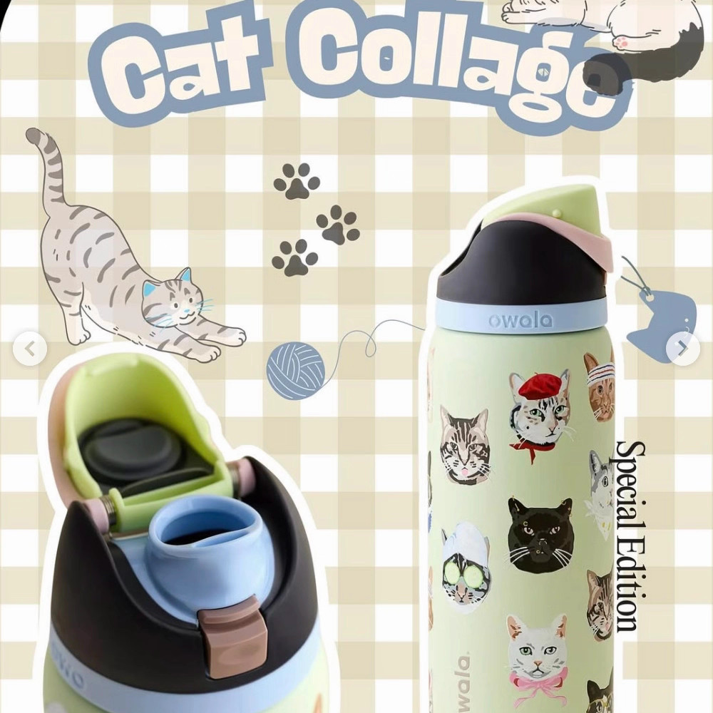 Owala FreeSip Cat Collage 32oz Urban Outfitters Limited Edition Tumbler ...