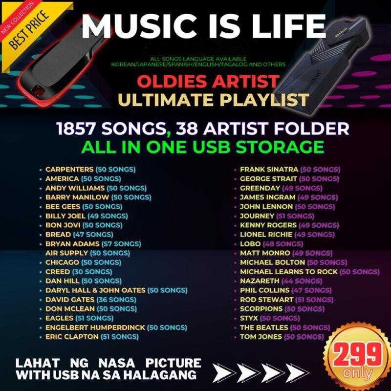 2000 SONGS OLDIES FREE MUSIC FOR LIFE COLLECTION | USB FLASHDRIVE ...