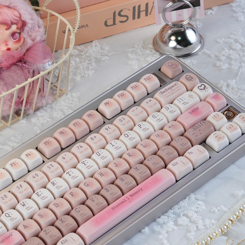 Tipsy Keycaps English MOA Profile Pink Brown Keycaps DYE-SUB PBT ...
