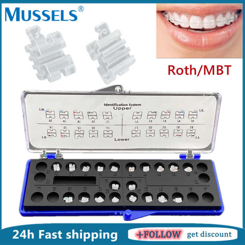 20Pcs/Kit Dental Orthodontic Ceramic Brackets Roth/Mbt 022/018 Hooks 345 Orthodontia Braces ...