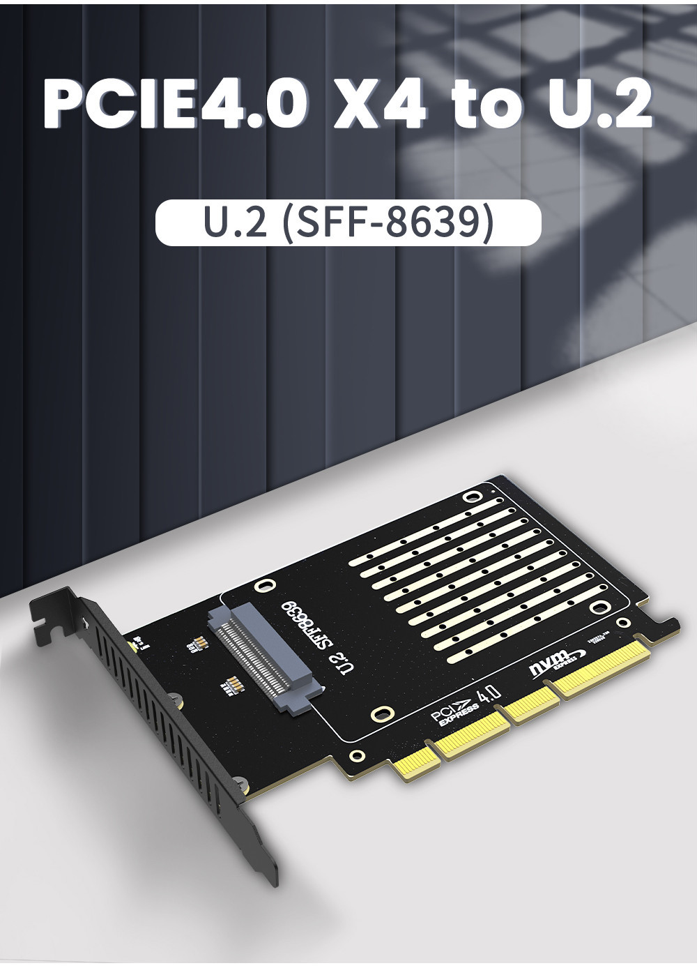 JEYI U.2 to PCIe 4.0 Adapter, NVMe 2.5" U.2 (SFF-8639) SSD PCIe x4 x8 ...