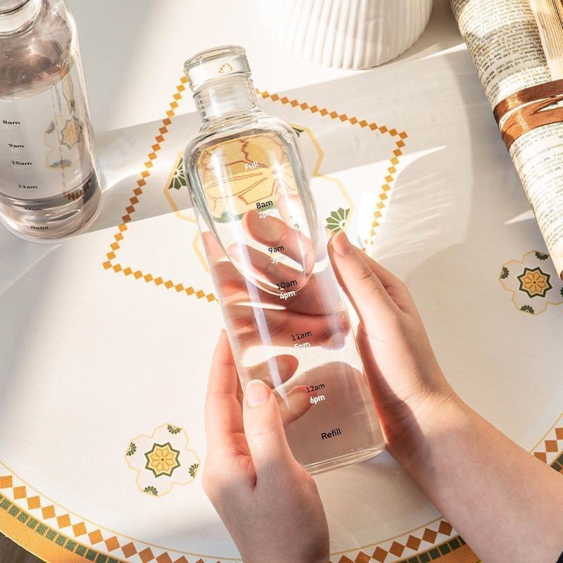 500/750ml Ins Water Bottle Tumbler Scale Cup Daily Water Jug Leak Proof Plastic Cup Drinking ...