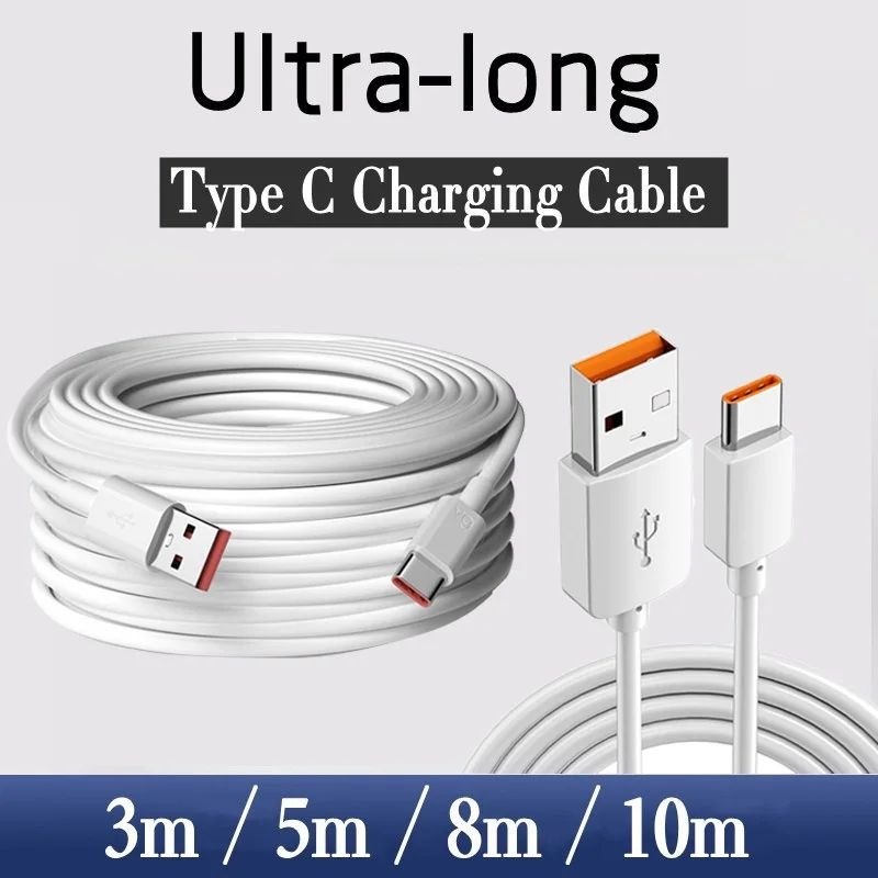 Extra Long Type C Cable - Practical 3m/5m/8m/10m Ultra Long Data Cord ...
