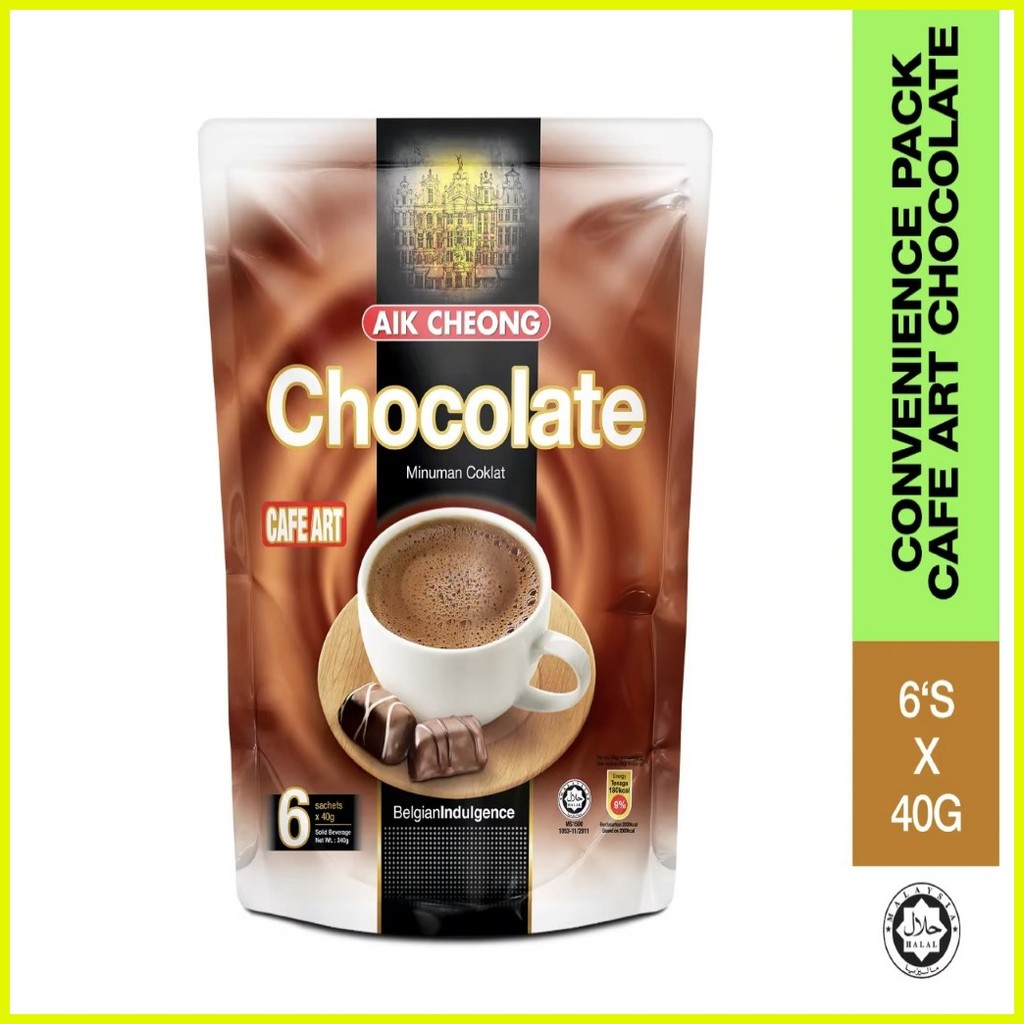 BEST CHOCOLATE HOT DRINK OF PENANG!AIK CHEONG Cafe Art 3in1 240g Chocolate(40g x 6 sachets ...