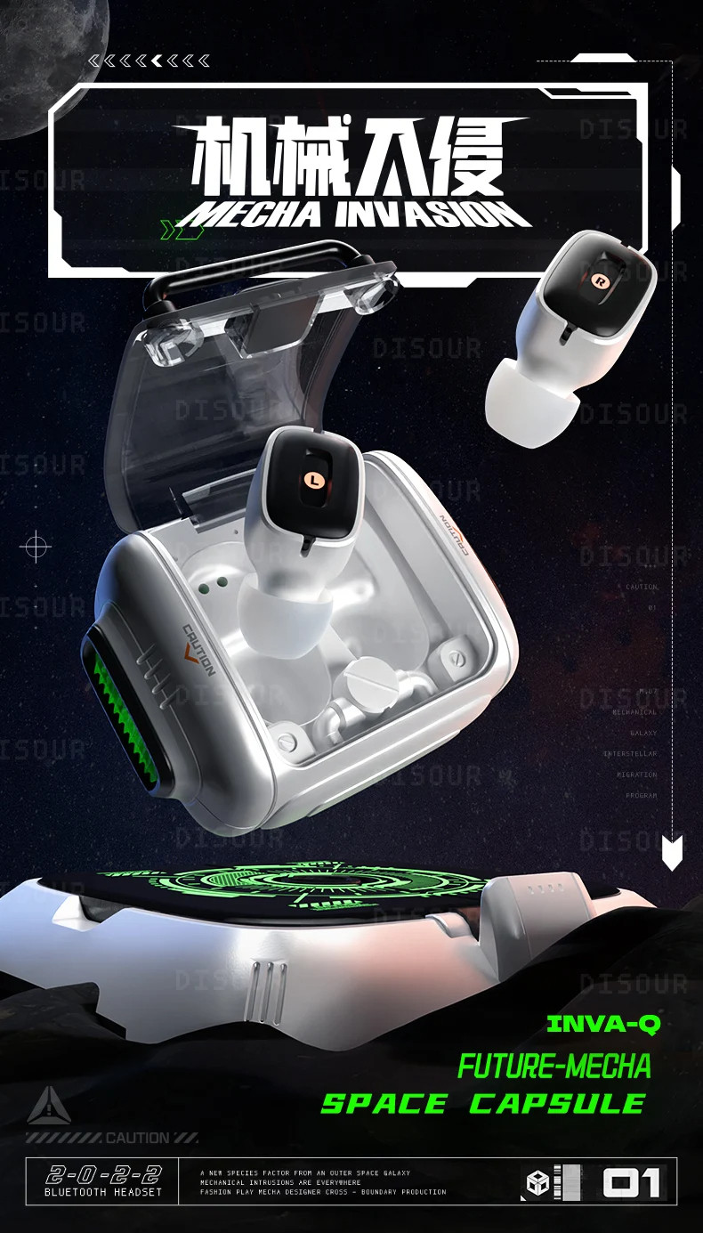 Mechanical invasion capsule wireless bluetooth 5.3 headset INVA-Q in ...