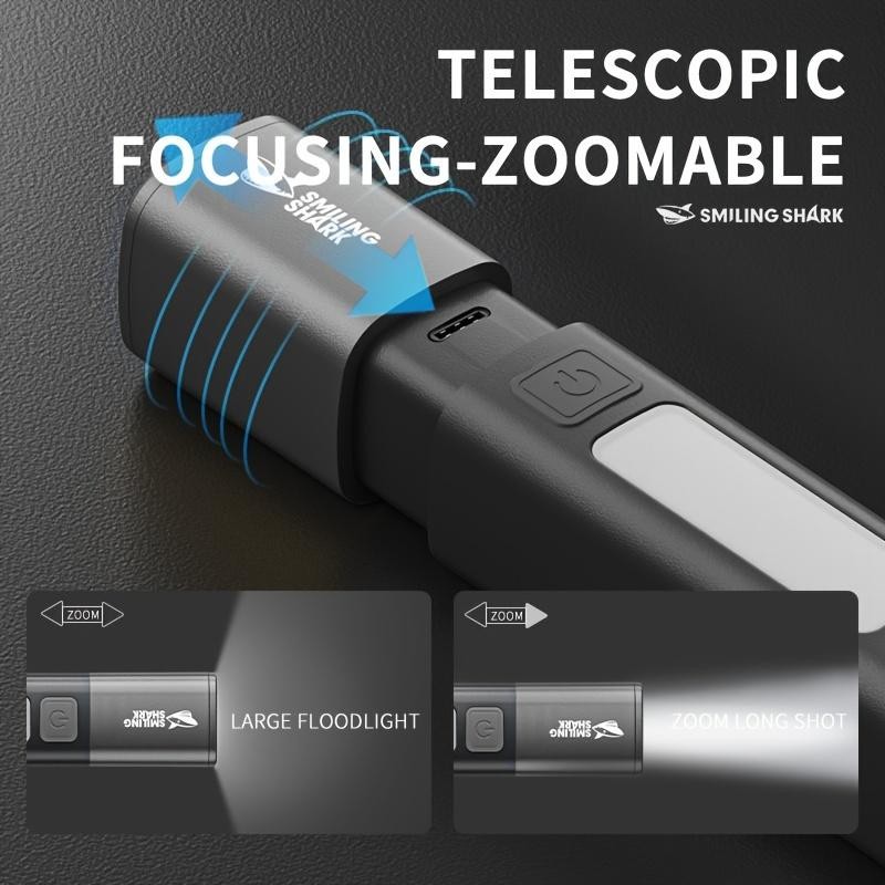 Smiling Shark Portable LED Flashlight XPE Torch Light with COB ...