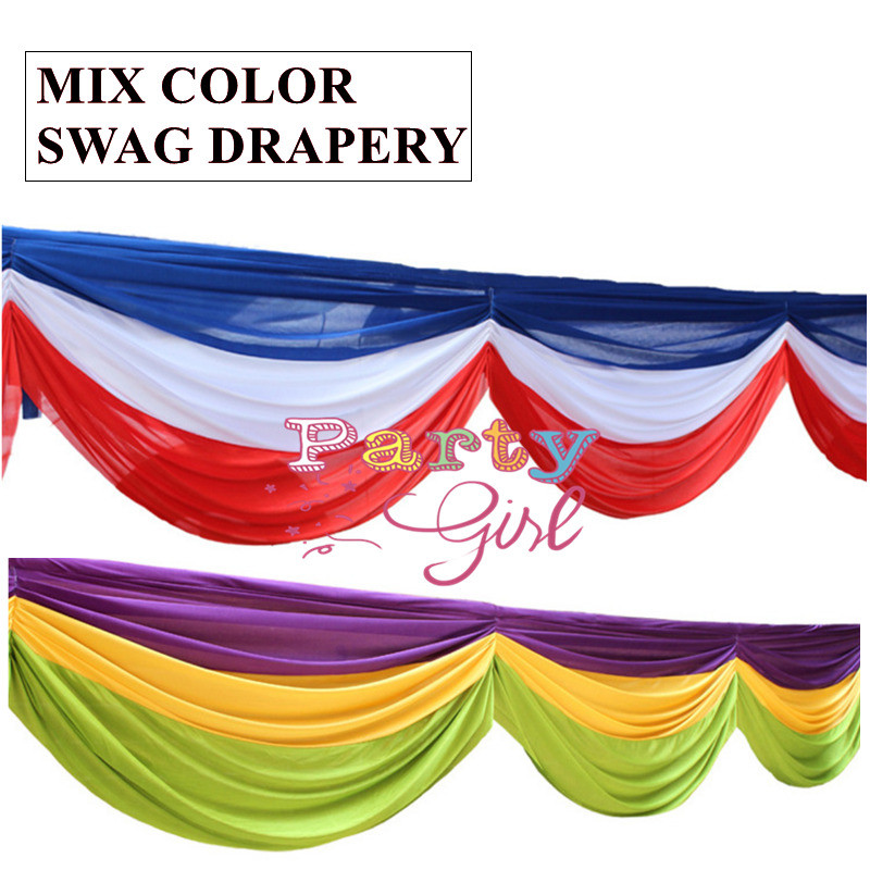 § 3M Long Mix Color Swag Drapery For Wedding Backdrop Stage Background ...