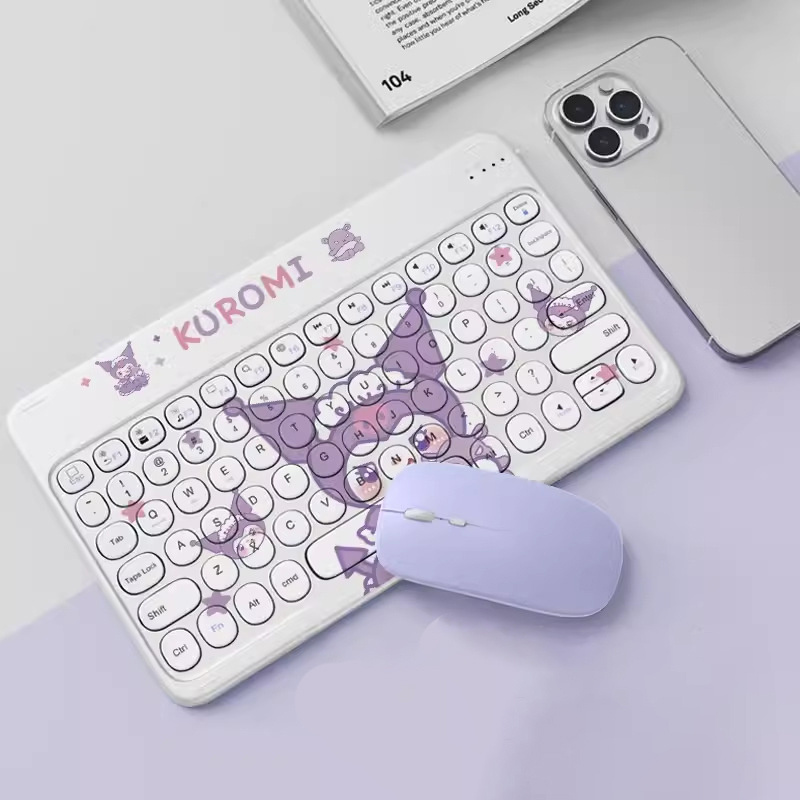 Kuromi 78-keys Cartoon Cute Bluetooth Wireless Mouse Keyboard Set ...