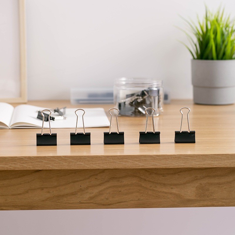 【PLAYFUL】Black dovetail clip Binder paper clip Fold Back Clip School ...