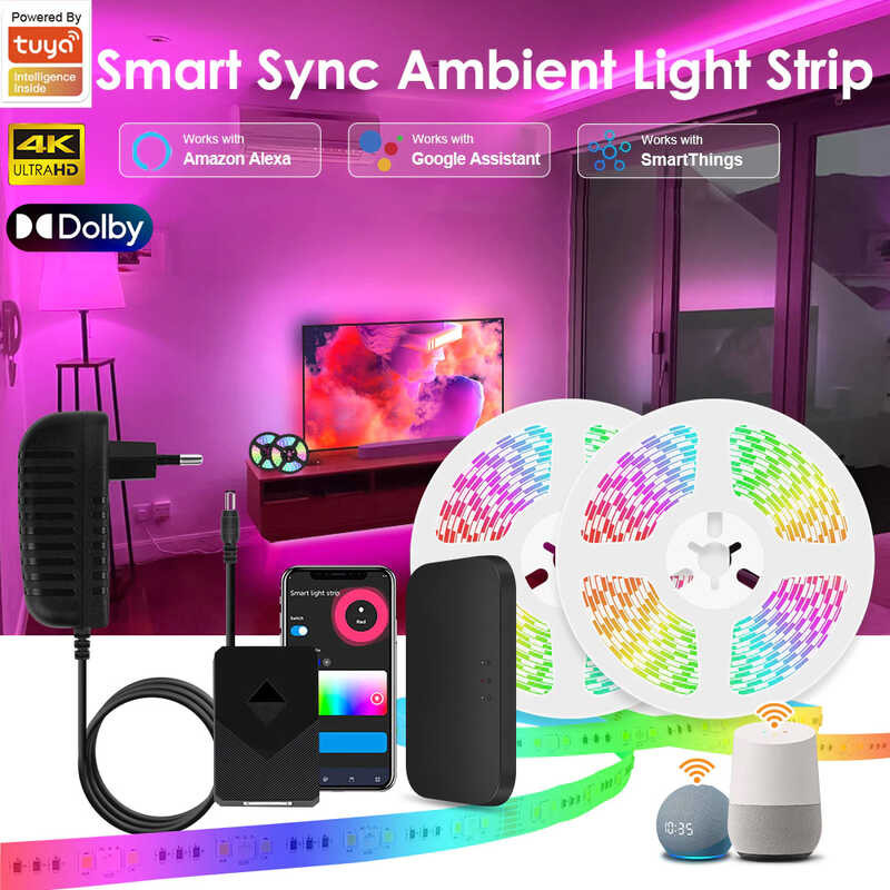 Tuya Smart Strip Light USB TV Ambient Backlight HDMI Sync Box Led RGB ...