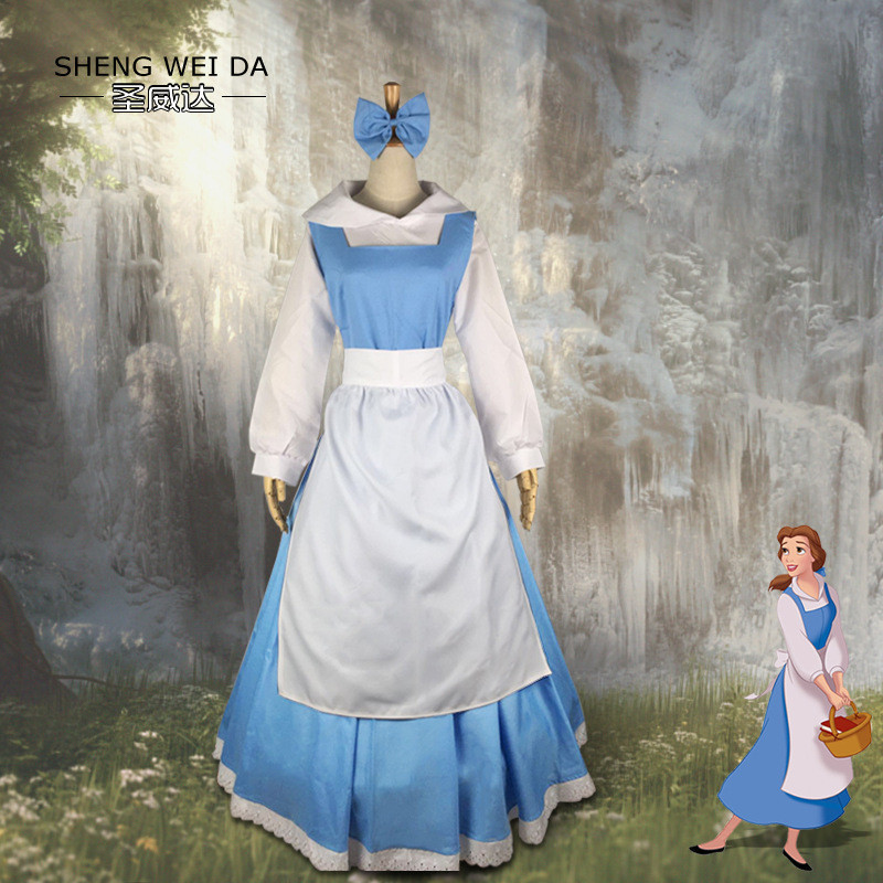 Beauty and the Beast cos Costume Disney Woolen Anime Maid Costume ...