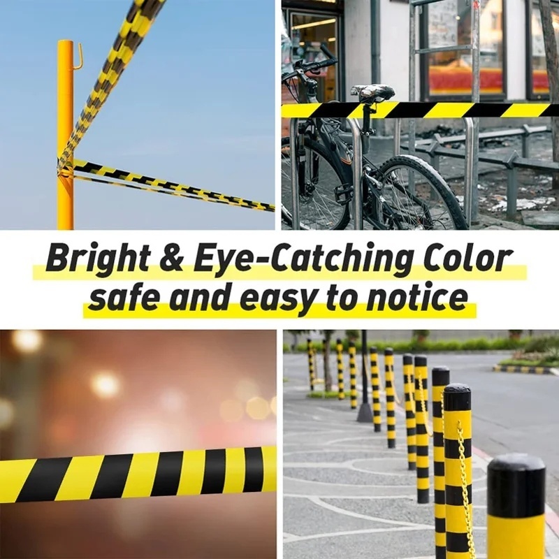 15M Black & Yellow Hazard Warning Safety Stripe Tape Ideal For Hazard ...