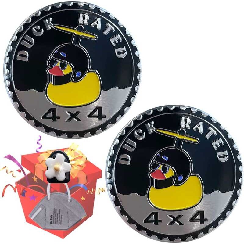 Pcs Rated 2 Emblem, x 4 Automotive 3D Duck Metal Badges Emblems Round ...
