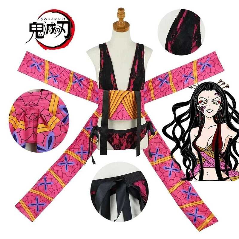AA Costume Anime Demon Slayer Kimetsu No Yaiba Daki Cosplay Outfit Wig ...
