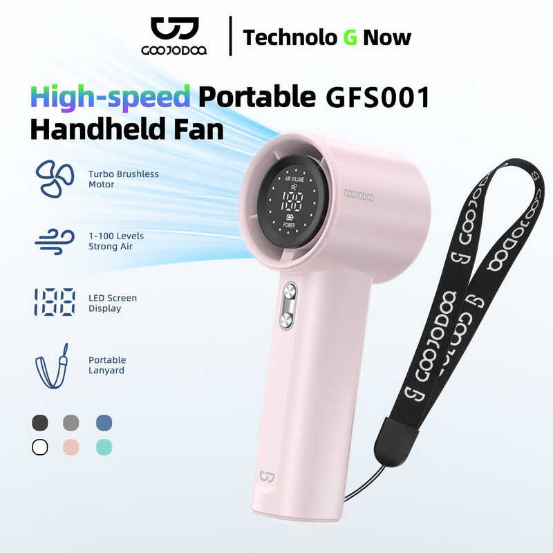 GOOJODOQ Mini High Speed Rechargeable Handheld 100 Gear Wind Fan ...