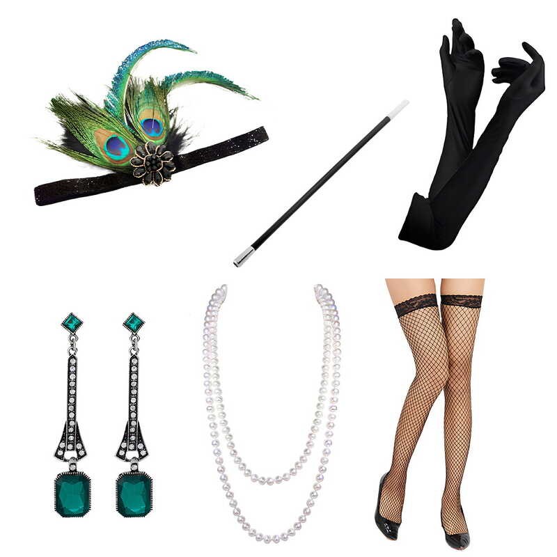 1920s Flapper Girl Party Costume Set Sexy Black Flapper Props | Shopee ...