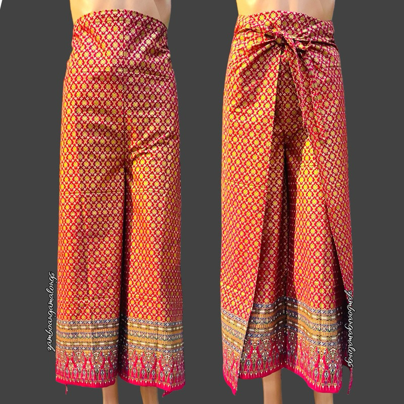 Batik Metallic Gold Square Pants Wraparound Pants Sarong Pants ...