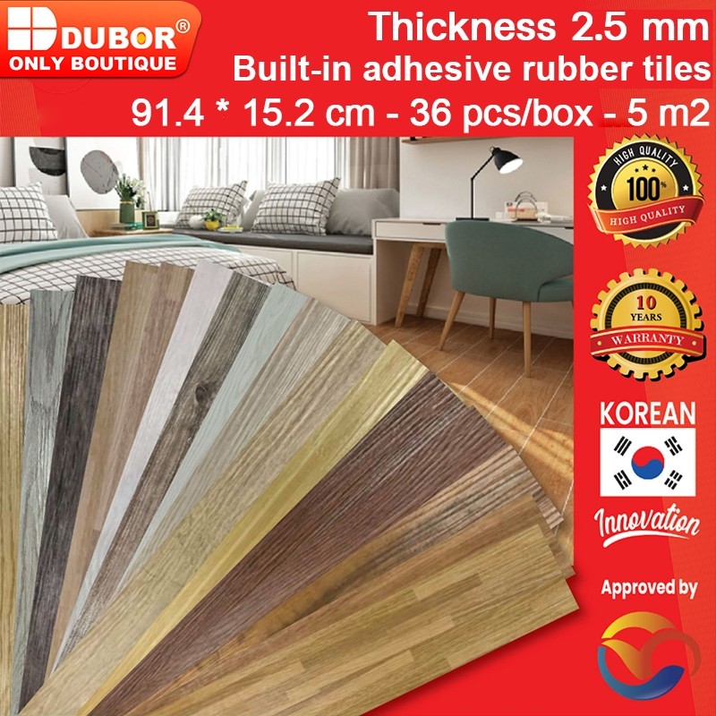 DUBOR 50PCS Wood Grain Vinyl Floor Sticker 91x15cm Self Adhesive PVC ...