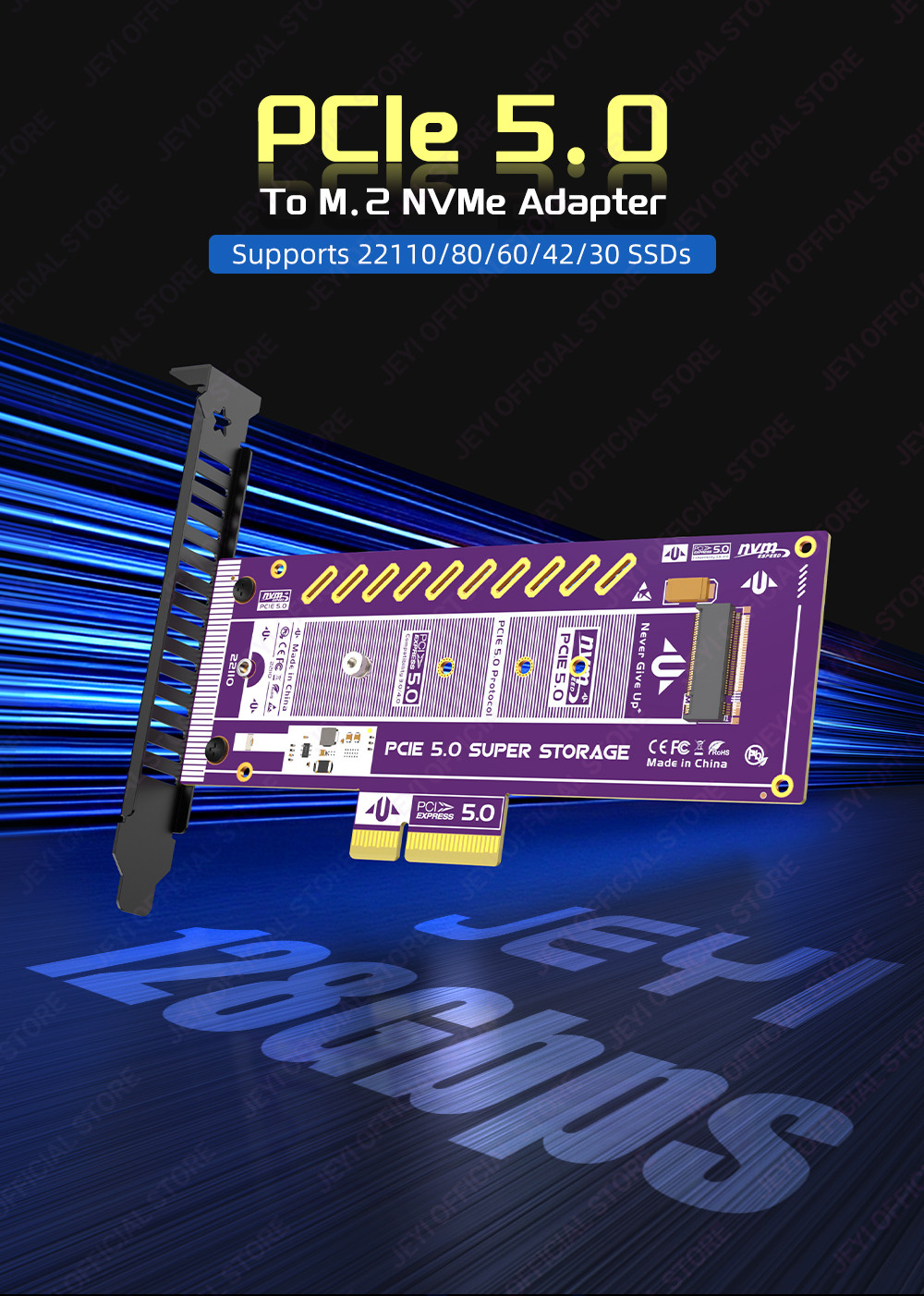JEYI PCIe 5.0 to M.2 NVMe Adapter Card 128Gbps Ultra Speed Supported x4 ...