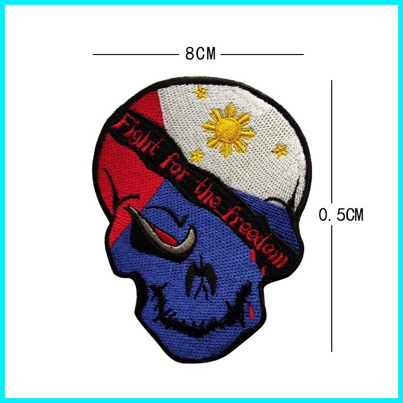 Philippines Flag Patch Skull Embroidery Patch | Shopee Philippines