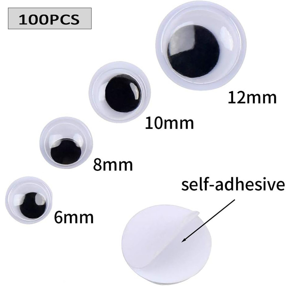 100PCS Wiggly Google Eyes Self Adhesive Sticker Black/Colorful Googly ...