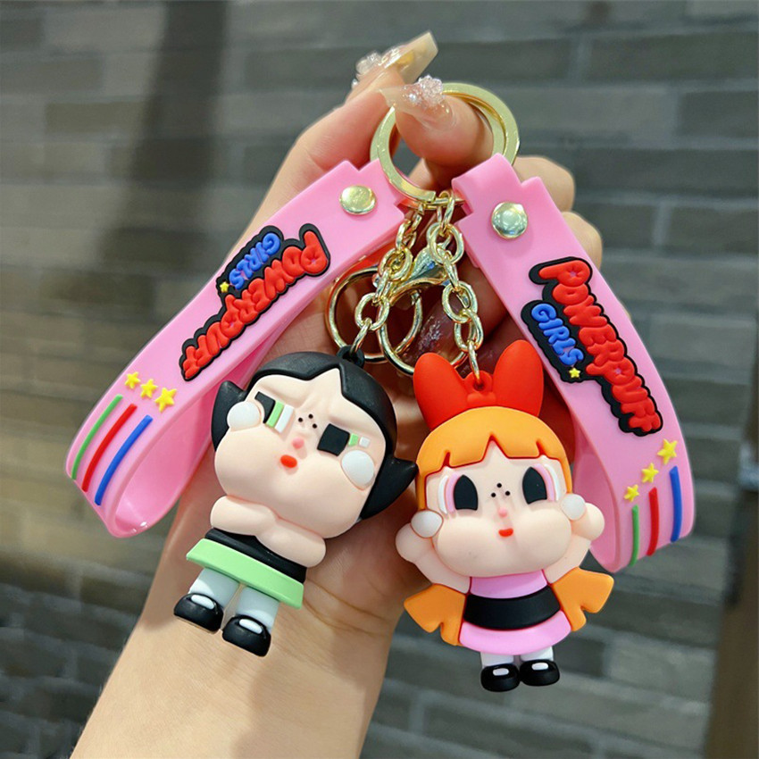 Cartoon Crybaby Powerpuff Girls Keychain Anime Doll School Bag Pendant ...