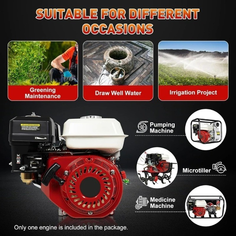 7.5HP 4-Stroke Gasoline Engine Powered Portable Petrol Engine OHV ...