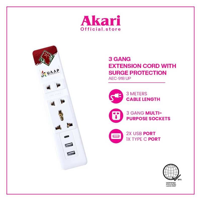 AKARI X UAAP [ UP ] 3-Gang 3M Extension Cord With 2Usb/1Type C Port ...