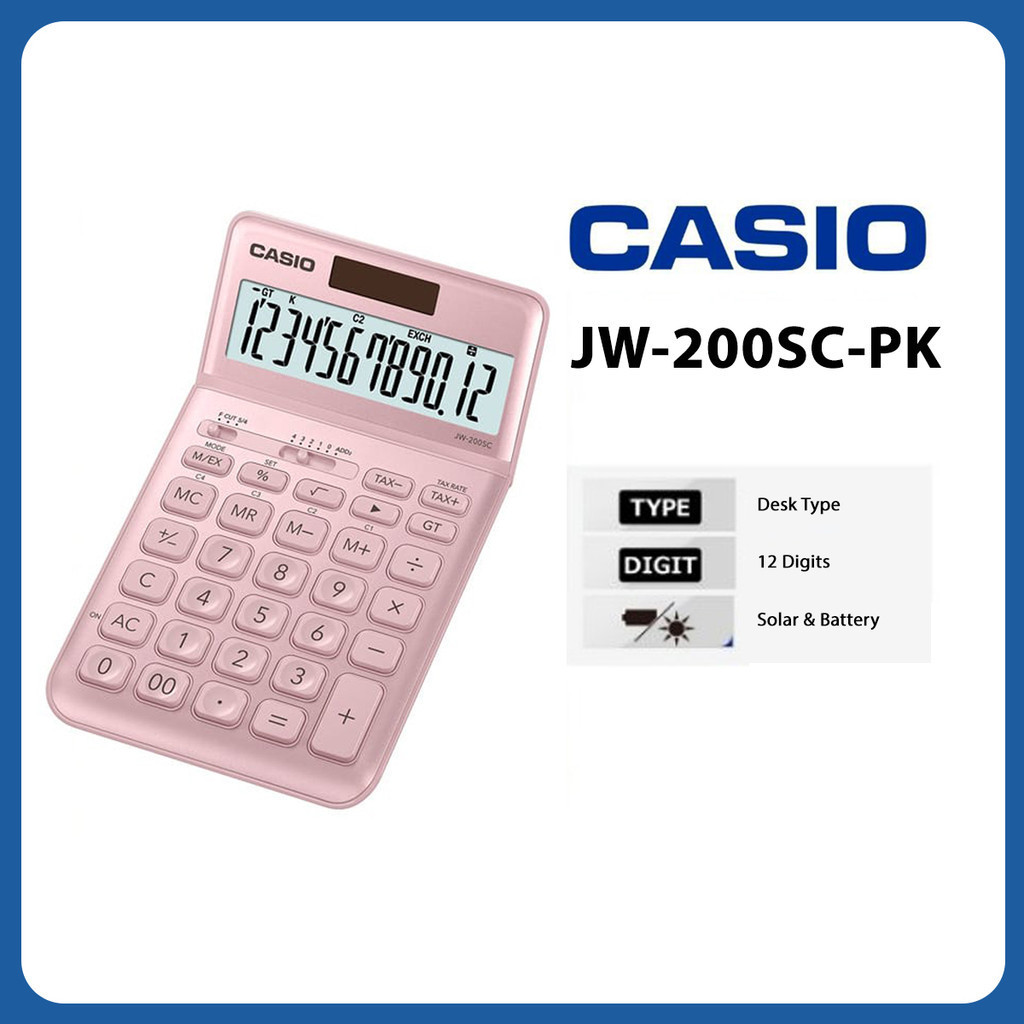 Casio JW-200SC-PK Premium & Stylish Calculator (Pink) | Business ...