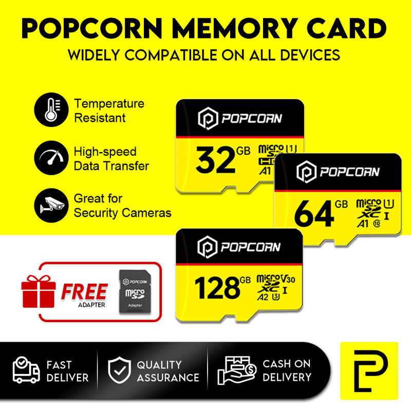 COD Popcorn Ultra MicroSD XC UHS-I na may Adapter IPX7 Waterproof High ...