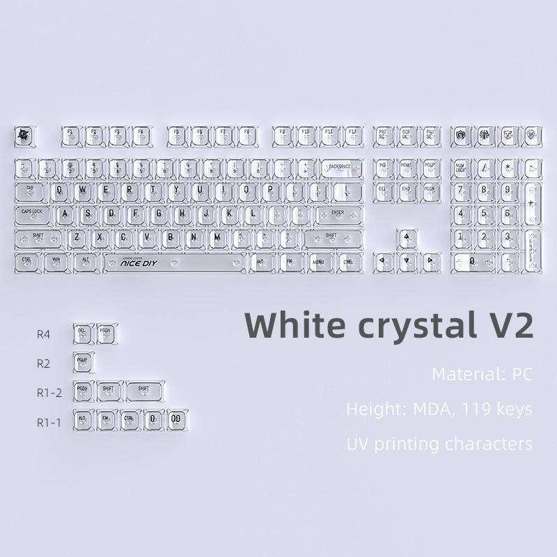 【PH STOCK】PBT Crystal Mechanical Keycap MDA Profile Small Full Set 119 ...