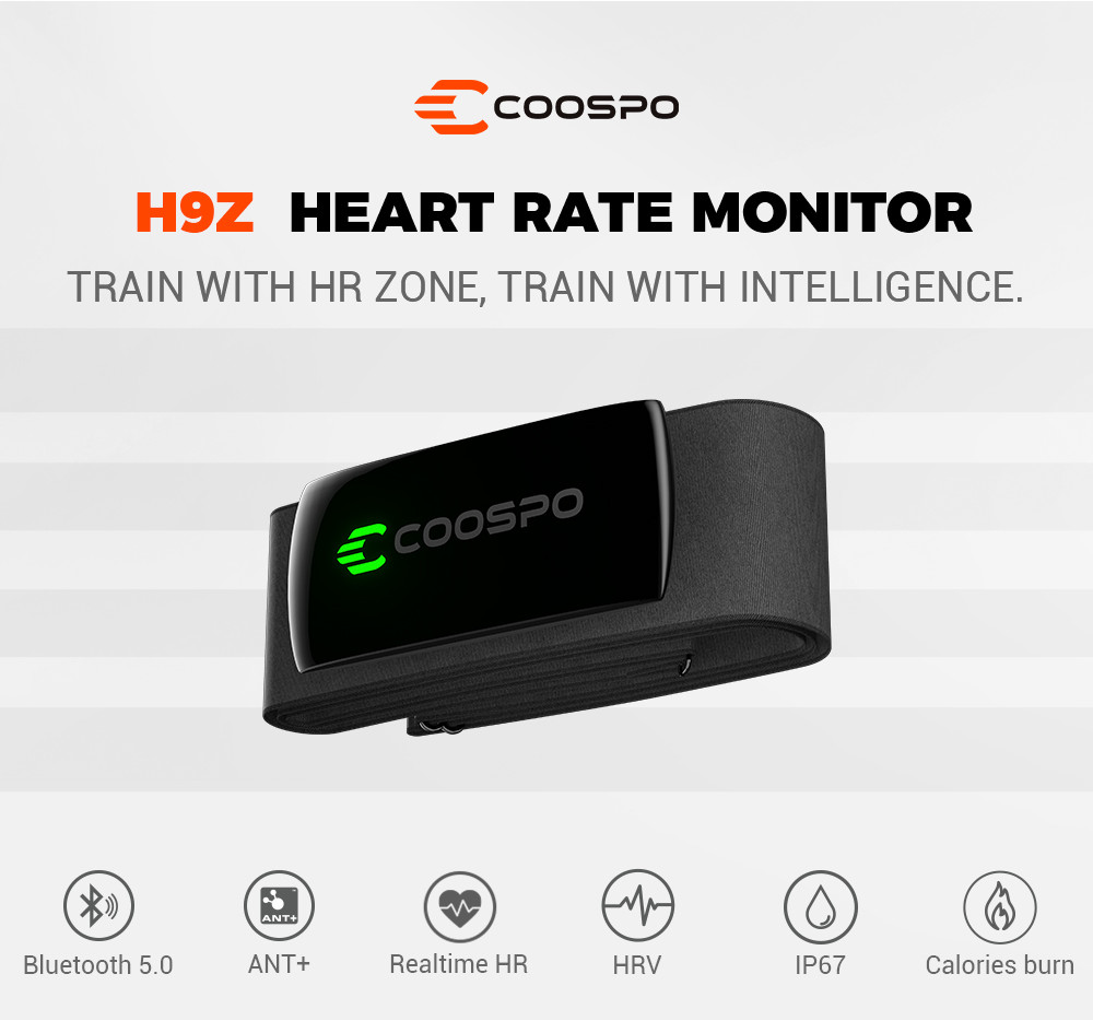 COOSPO H9Z Rechargeable Heart Rate Monitor Chest Strap Bluetooth5.0 ...