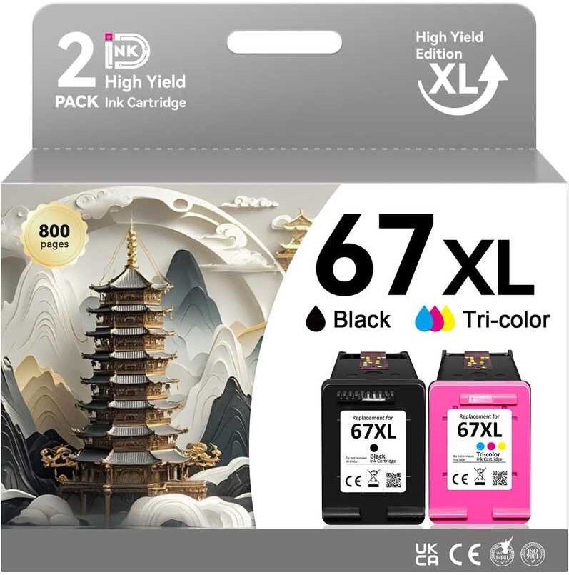 Cartridges Black\/Color 67XL Combo Pack HP Ink 67 Work for Envy 6400 ...