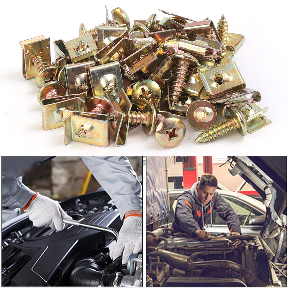 Auto Self-tapping Screw Clips - U-clamp with Threaded Nut Clips - Auto ...