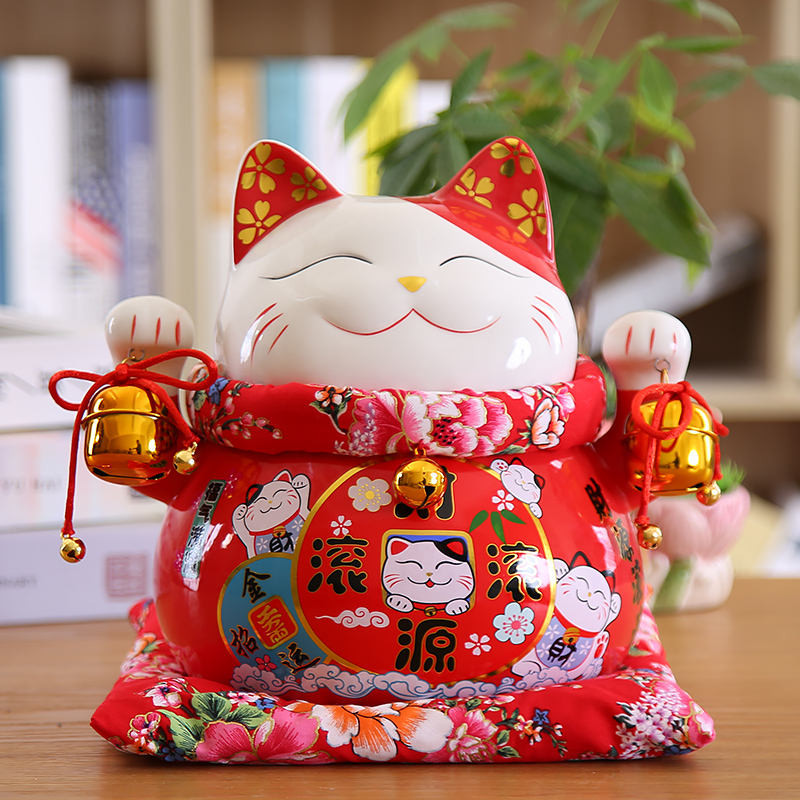 Lucky Cat Ornament Opening Large And Small Ceramic Piggy Bank Shop Front Desk Living Room ...